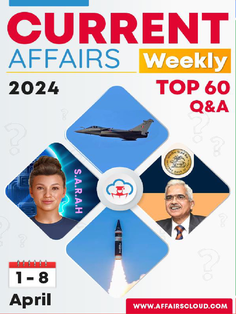 Current Affairs Top 60 Q&A PDF April 2024 1st Week by AffairsCloud New ...