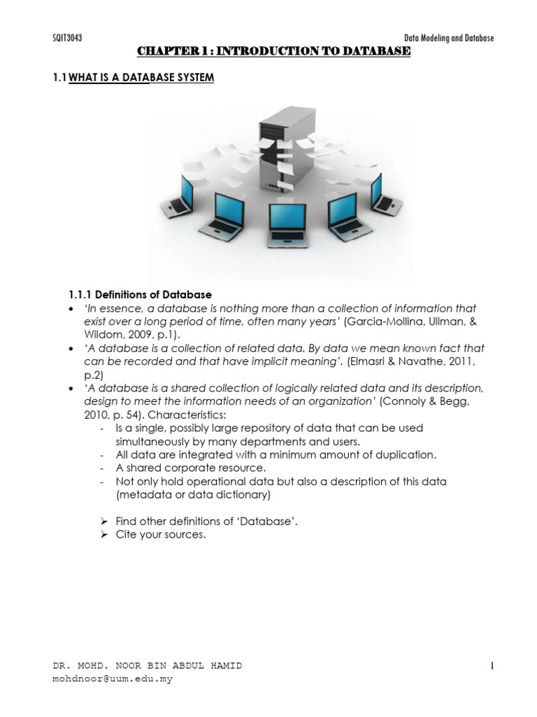 SQIT3043 Chapter 1 - Introduction To Database | PDF | Databases | Relational Database