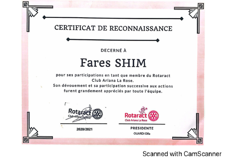 Certificat de Reconnaissance | PDF