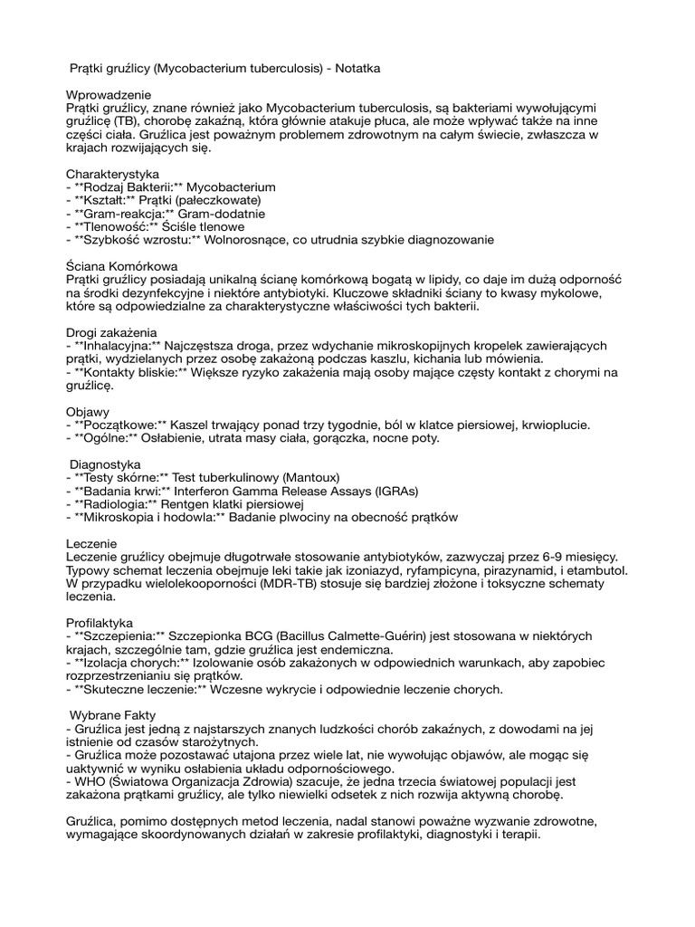 Notatka Gruźlica | PDF