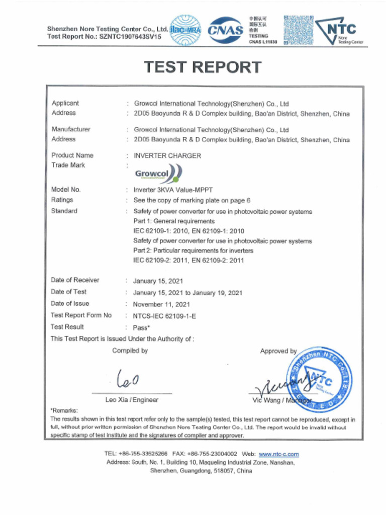 Off-Grid Solar Inverter Test Report | PDF | Fuse (Electrical ...