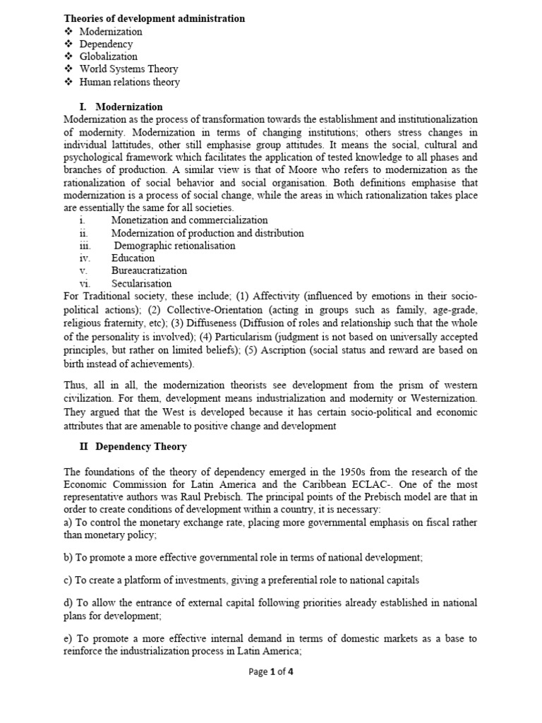 Theories of Development Administration | PDF | Globalization | World ...