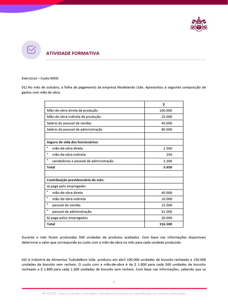 Atividade Formativa | PDF | Despesa | Pessoal (trabalho)