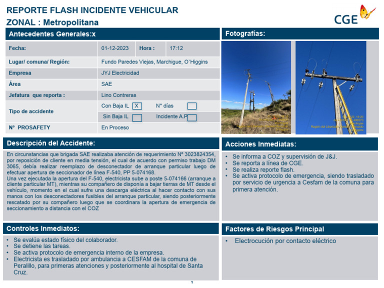 Reporte Flash JYJ 01-12-2023 | PDF | Electricidad | Ingenieria Eléctrica
