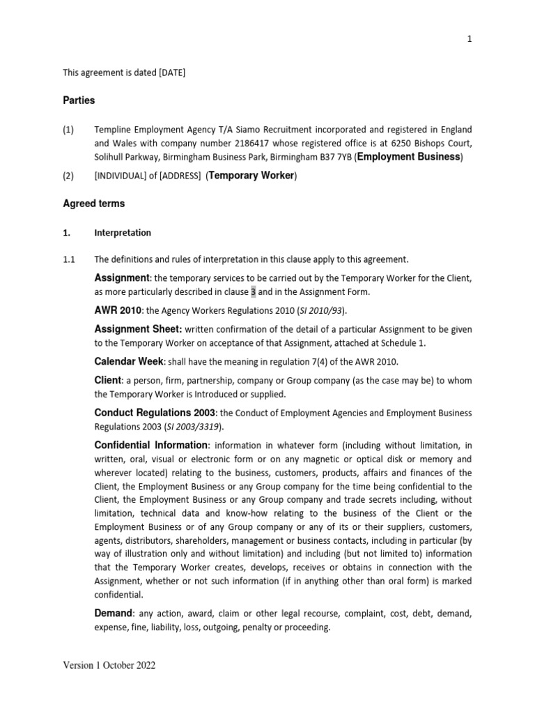 Siamo Contract | PDF | Temporary Work | Employment