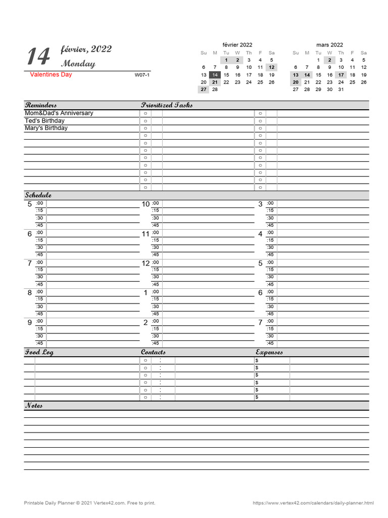 Printable Daily Planner Template | PDF