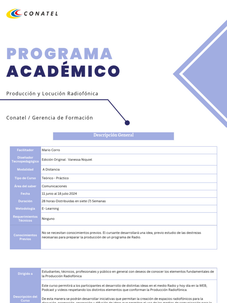 Vanessa Programa Academico-2 | PDF | Radiodifusión | Podcast