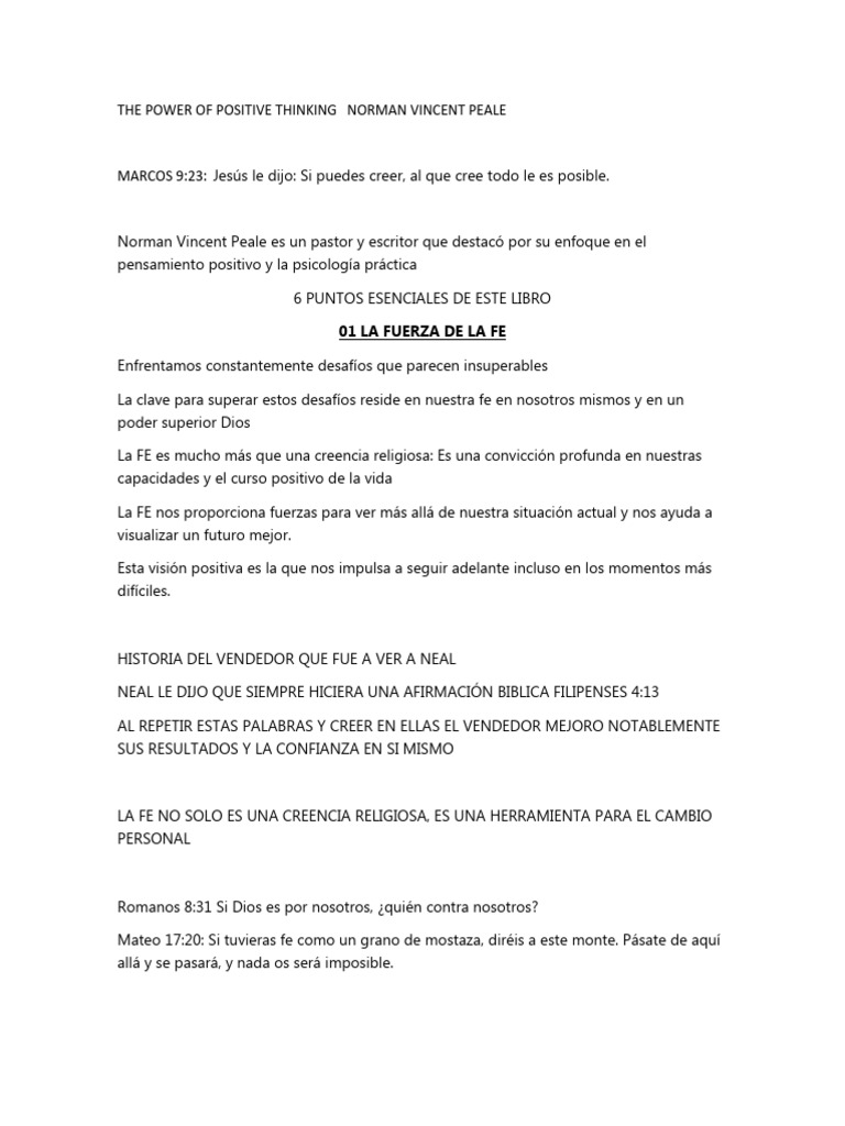 The Power Of Positive Thinking Norman Vincent Peale Pdf Felicidad