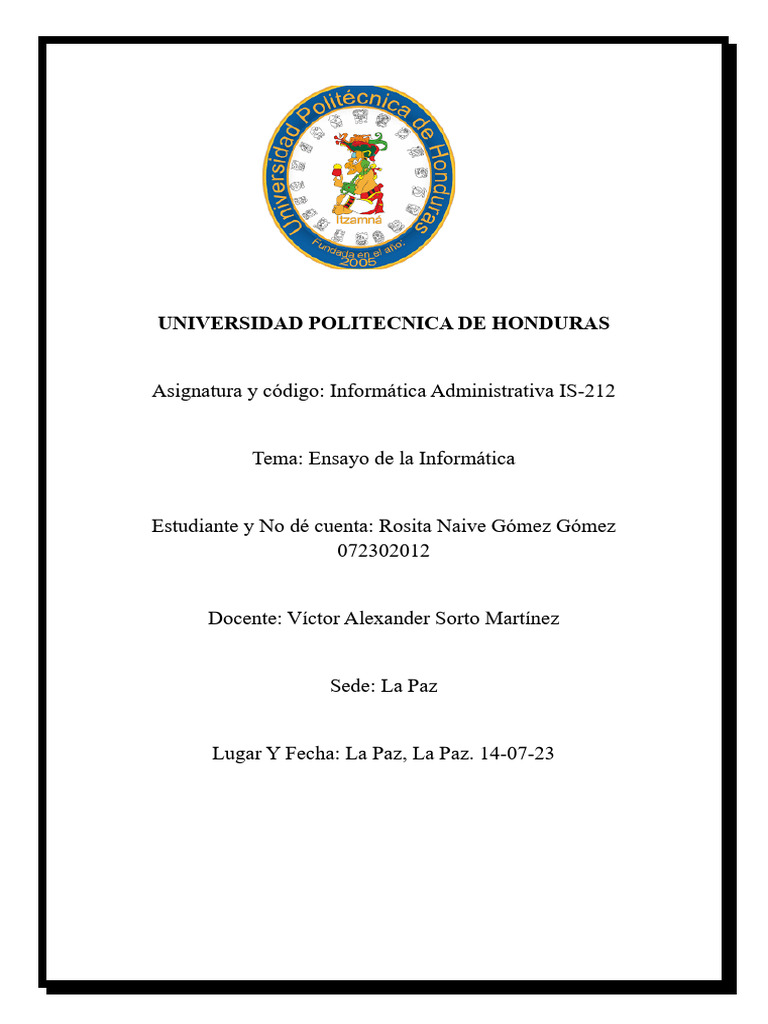 Ensayo de La Informatica | PDF | Informática | Ciencias de la Computación