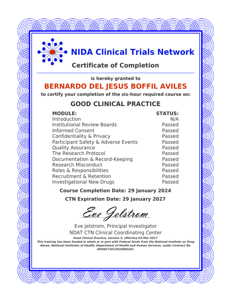 Certificate Bernardo Boffil Aviles | PDF