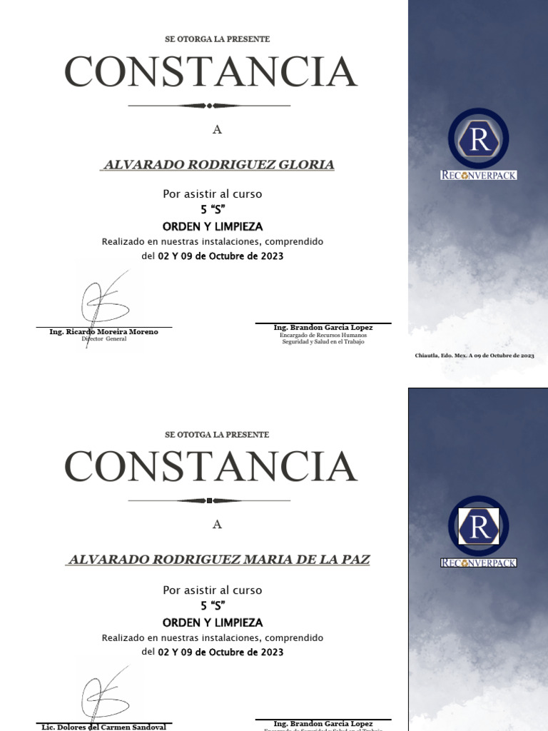 Certificado De Constancias 5 s | PDF