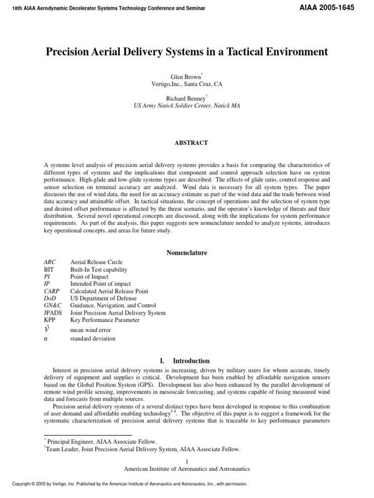 PATCAD - Benney - Precision Aerial Delivery Systems in A Tactical ...