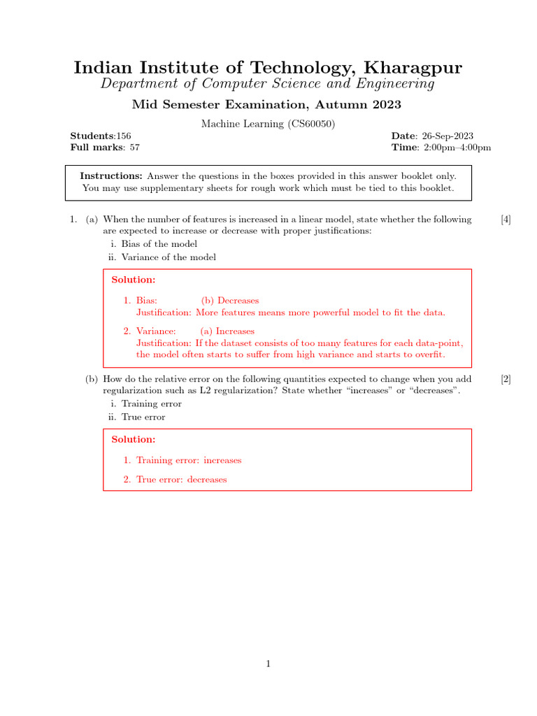 ML 2023a Midsem Solution | PDF | Principal Component Analysis | Eigenvalues And Eigenvectors