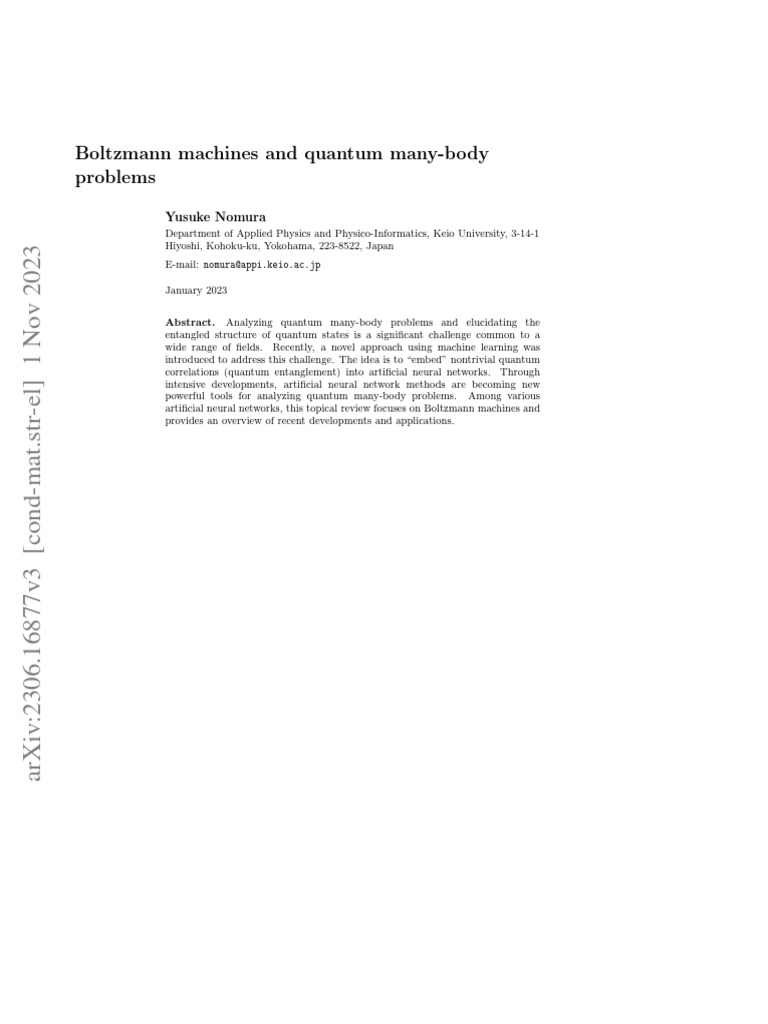 Boltzmann Machine and QMP | PDF | Wave Function | Calculus Of Variations