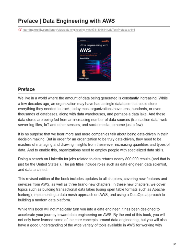 A - Learning - Oreilly.com-Preface Data Engineering With AWS | PDF | Data | Books
