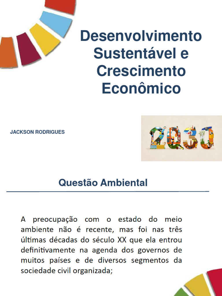 Desenvolvimento Sustentável e Crescimento Econômico - ODS | PDF ...