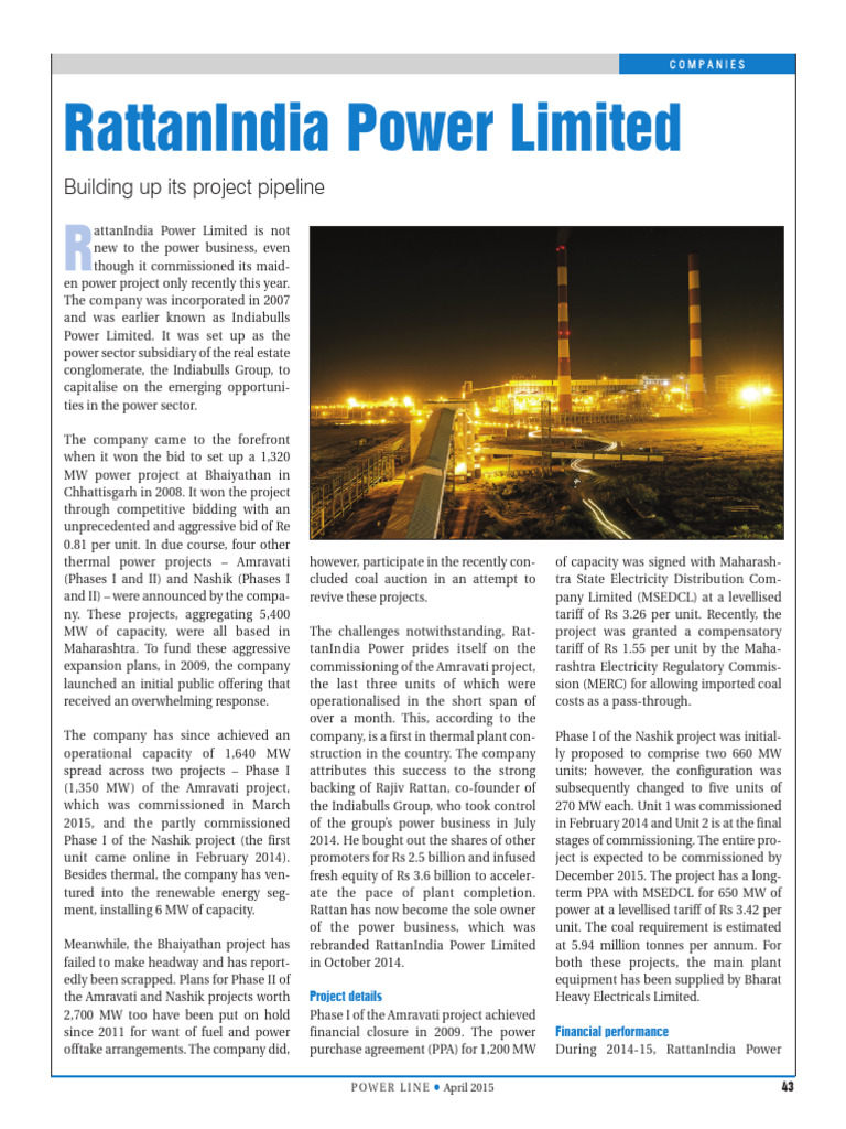 Powerline RattanIndia Apr15 | PDF | Solar Power | Coal