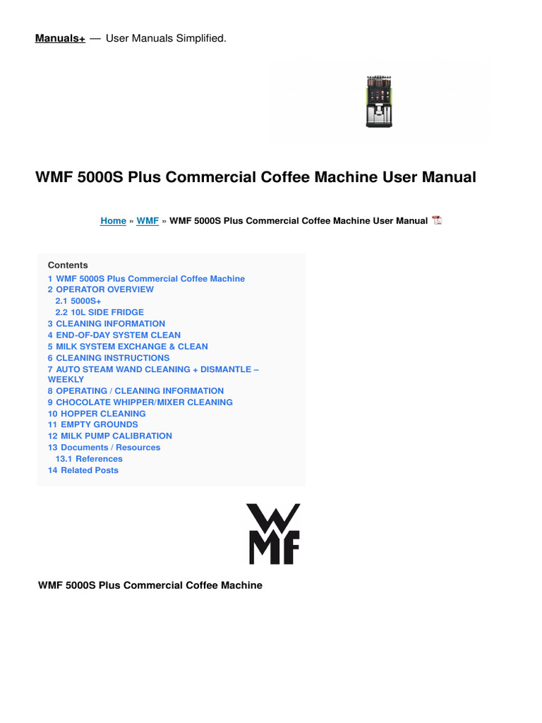 WMF 5000S Plus Coffee Machine Manual | PDF | Coffee | Drink