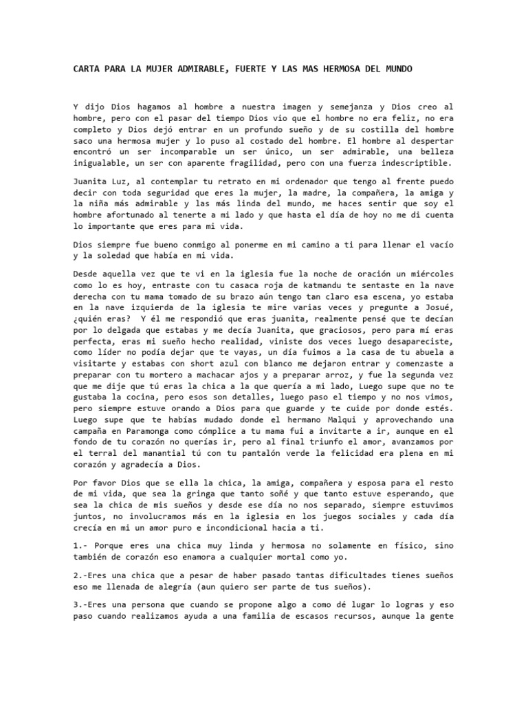 Carta para La Mujer Admirable | PDF | Amor