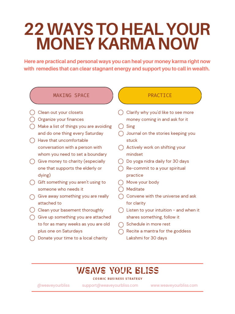 Heal Your Money Karma Checklist 1 | PDF | Spirituality | Yoga