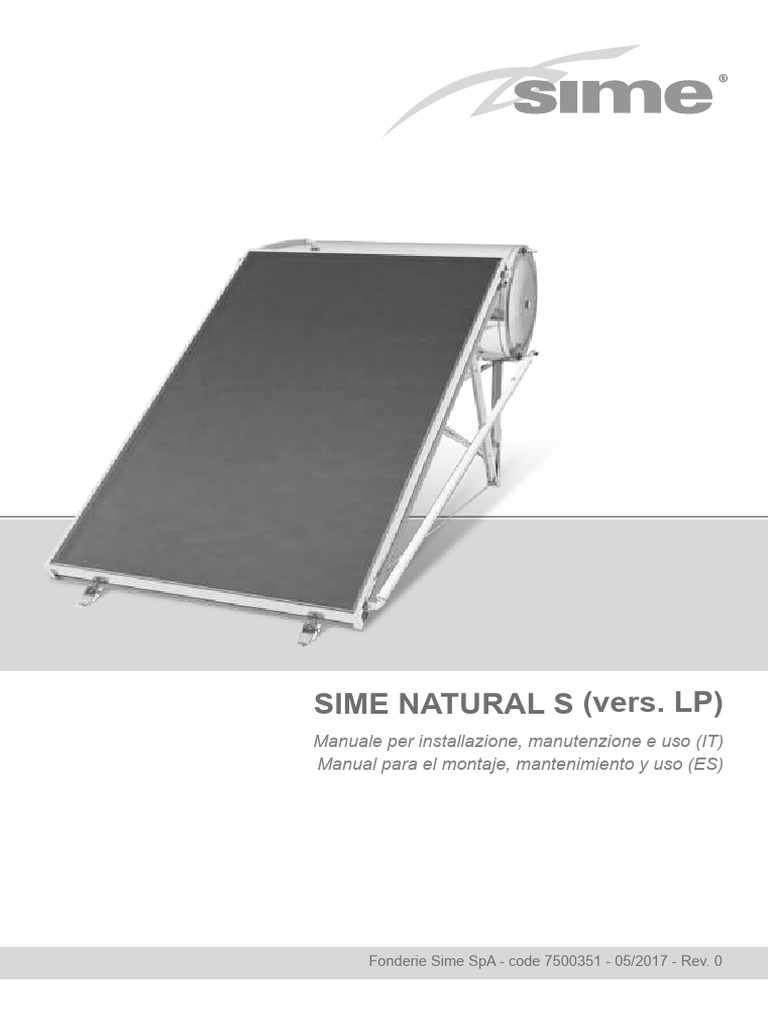 MANUAL Sime Natural S LP | PDF | Agua | Energía solar