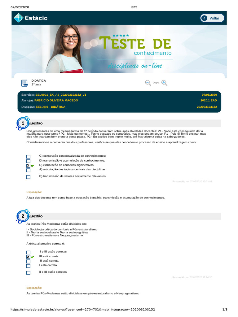 Exer 2 - Didatica | PDF | Pedagogia | Complexidade