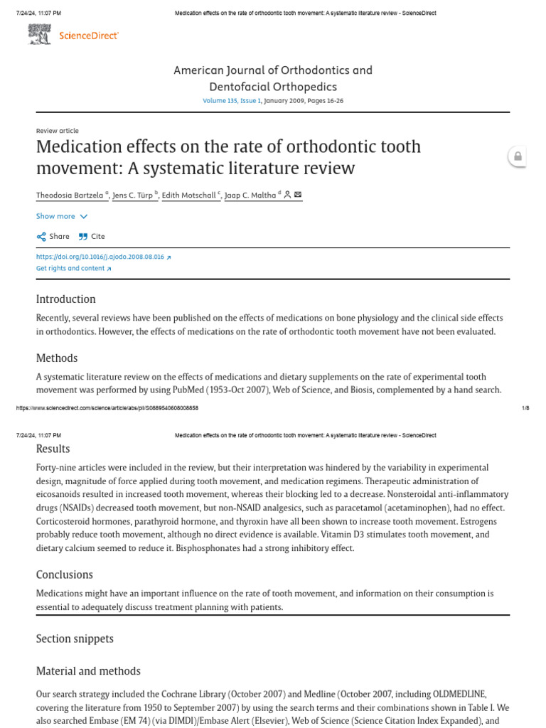 Medication Effects On The Rate of Orthodontic Tooth Movement - A ...