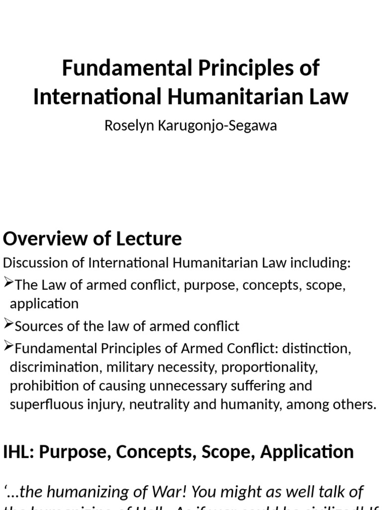 Fundamental Principles of International Humanitarian Law | PDF | International Humanitarian Law ...