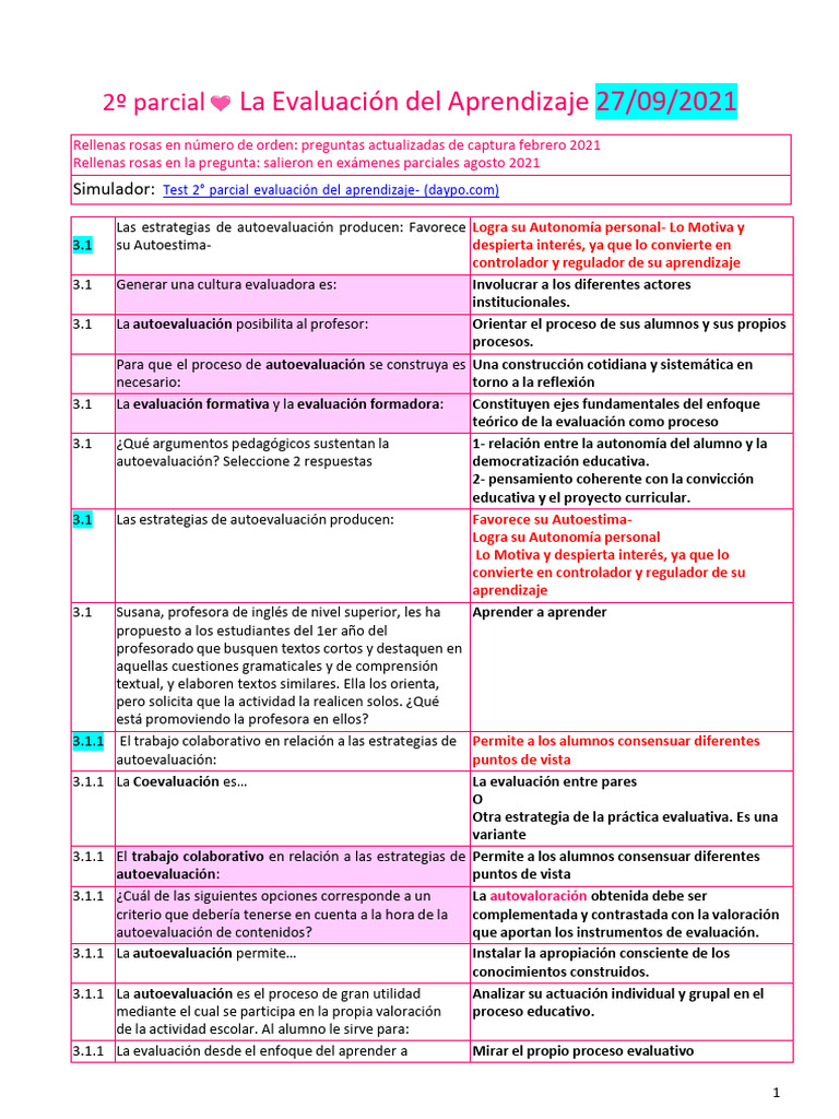2º P Evaluac Apren 27-9 Actualizado Tati | PDF | Evaluación | Maestros