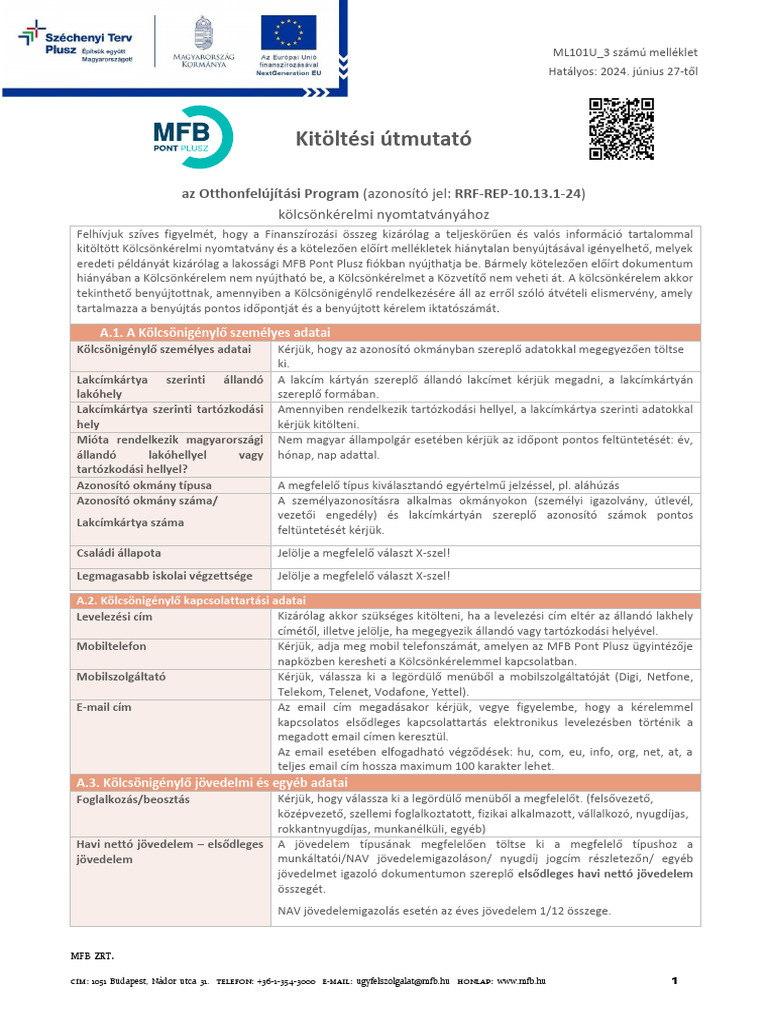 RRF-REP-10.13.1-24 Kölcsönkérelmi Kitöltési Útmutató (Hatályos 2024.06. ...