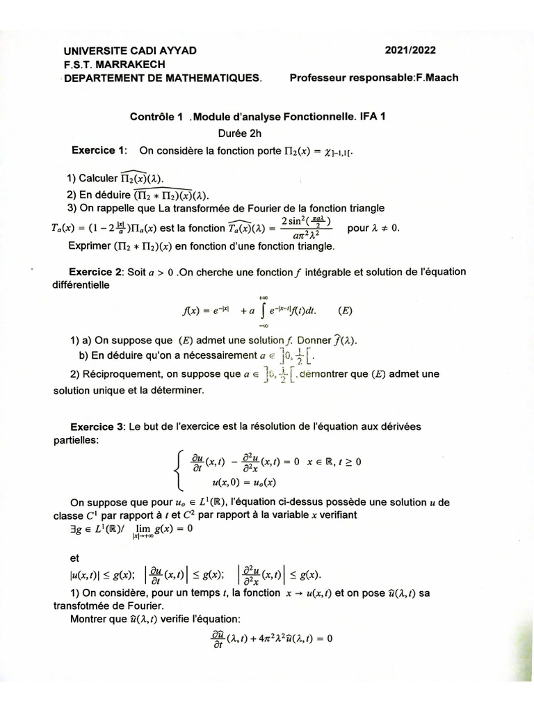 Exams S2 IFA1 2021-2022 | PDF
