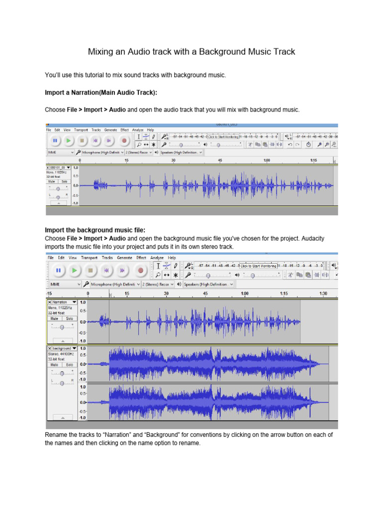 Mixing Audio Tracks in Audacity | PDF