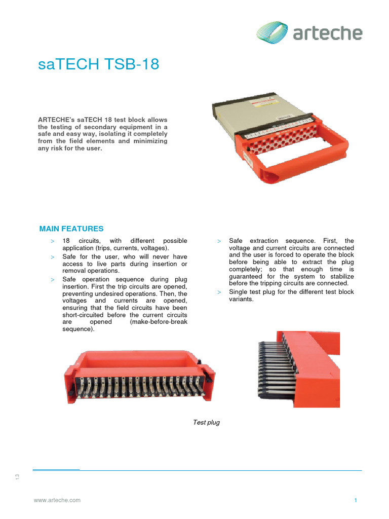 ARTECHE DS saTECH-TSB-18 EN | PDF | Electrical Connector | Transformer
