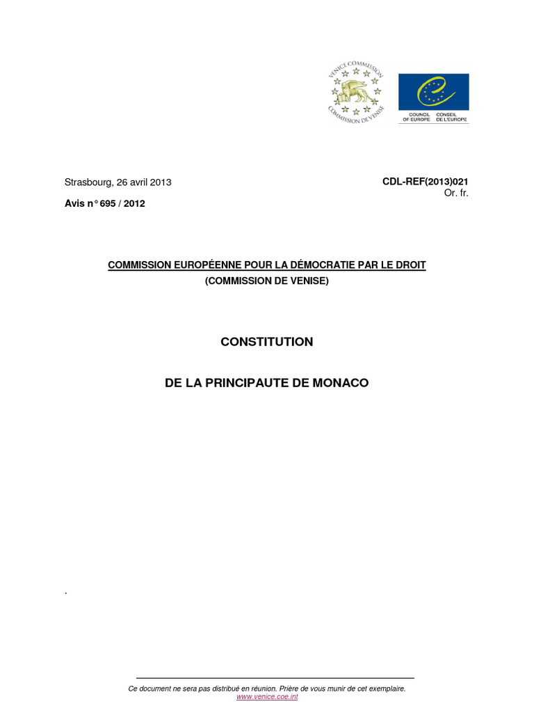 Constitution de la Principauté de Monaco | PDF | Gouvernance | Loi publique