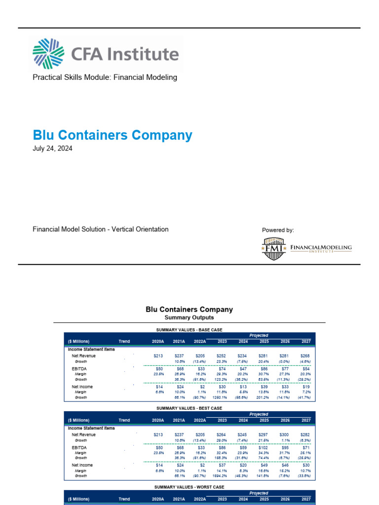 Blu Containers Model - Vertical Complete | PDF | Equity (Finance ...