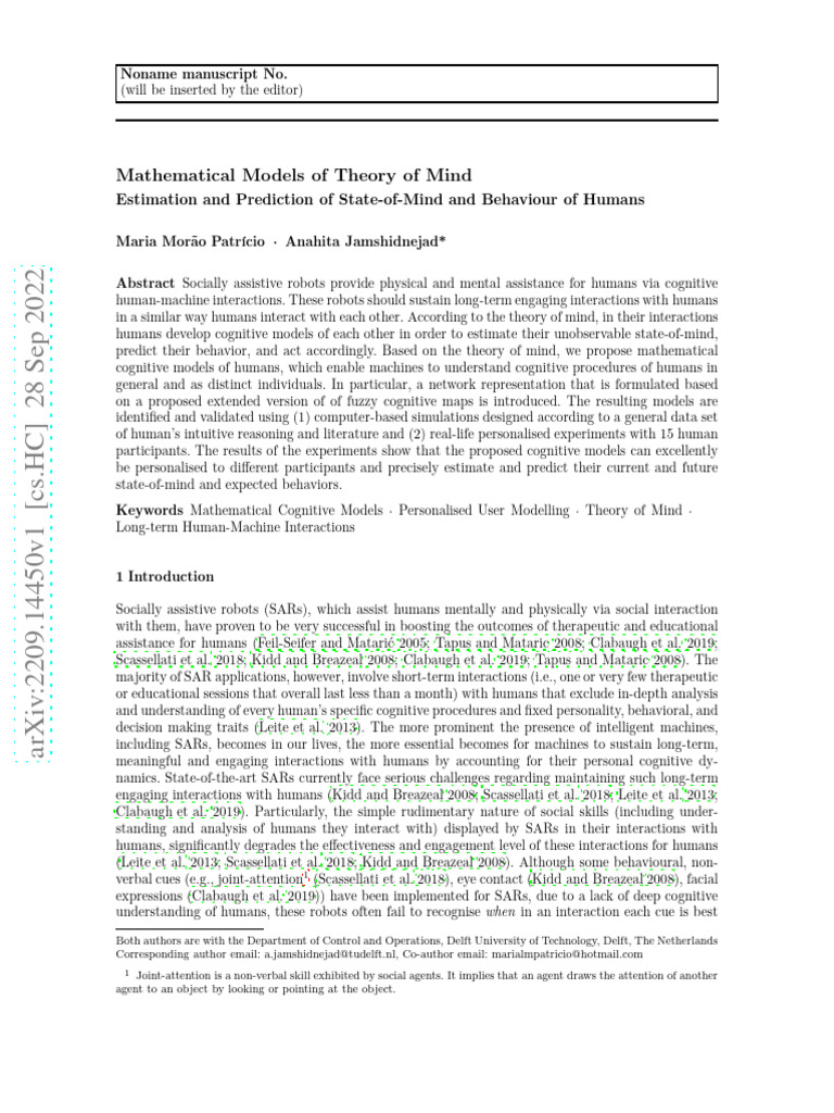 Mathematical Models of Theory of Mind | PDF | Rationality | Emotions