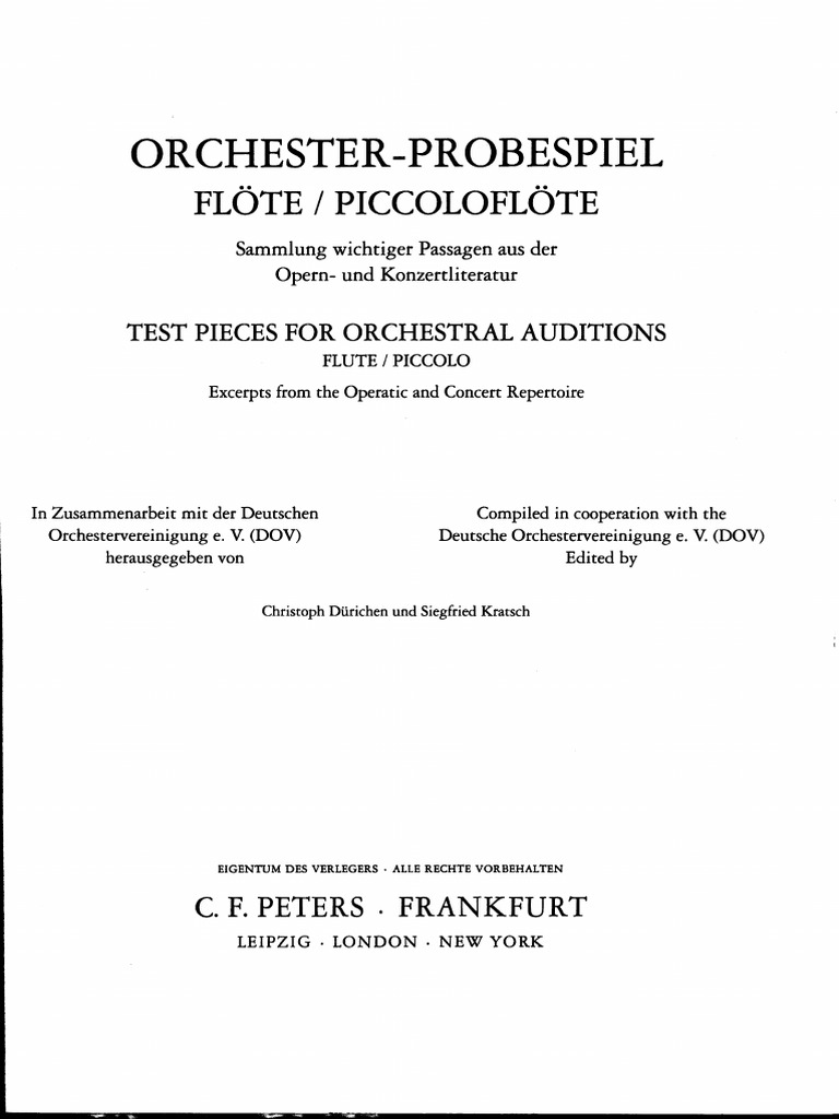 Test Pieces For Orchestral Auditions (Flute, Piccolo) | PDF