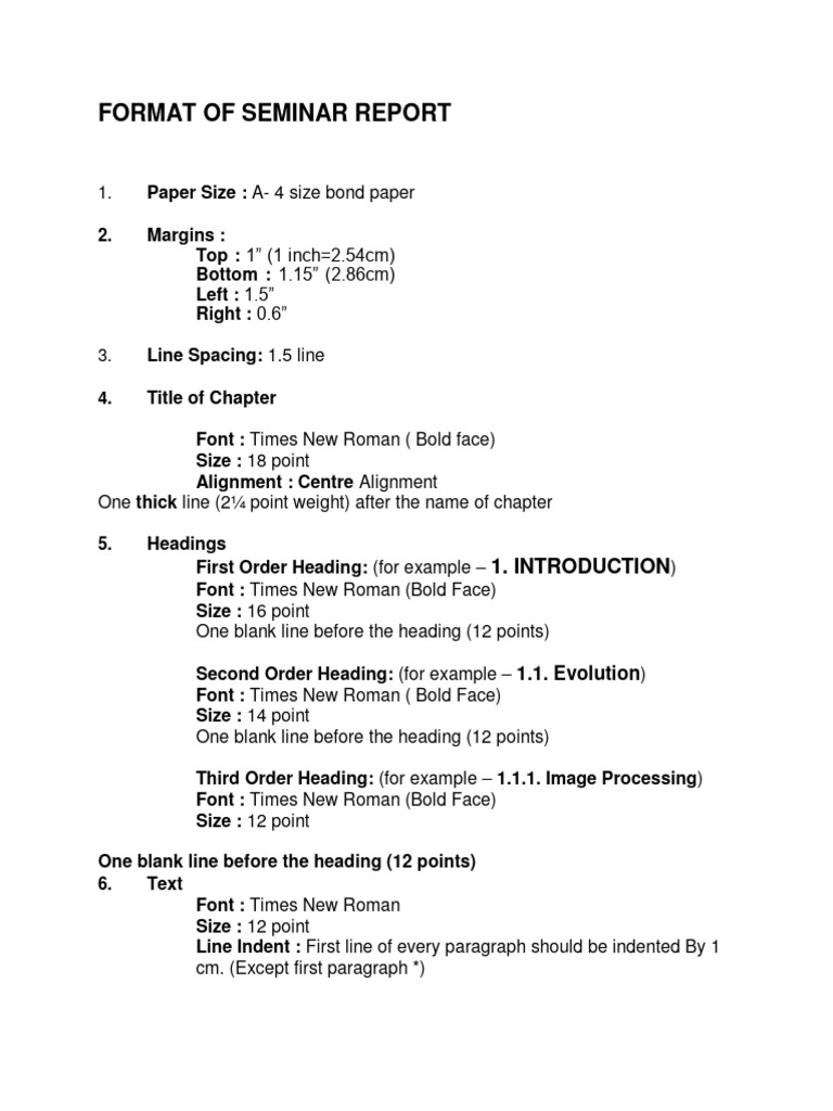 MECHANICAL Seminar Format | PDF | Times New Roman | Paragraph