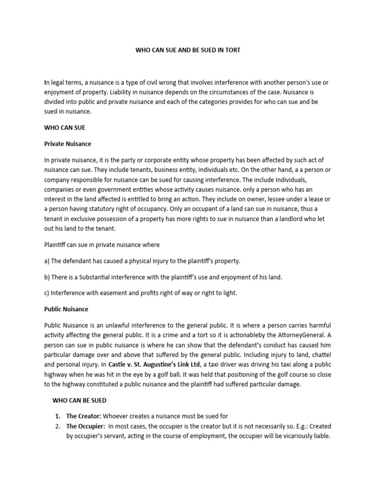 WHO CAN SUE AND-WPS Office | PDF | Nuisance | Tort