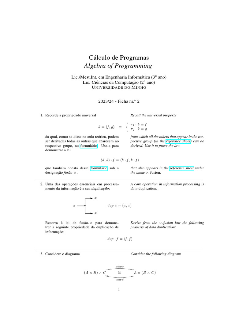 C Alculo de Programas Algebra of Programming | PDF | Citation | Computer Programming