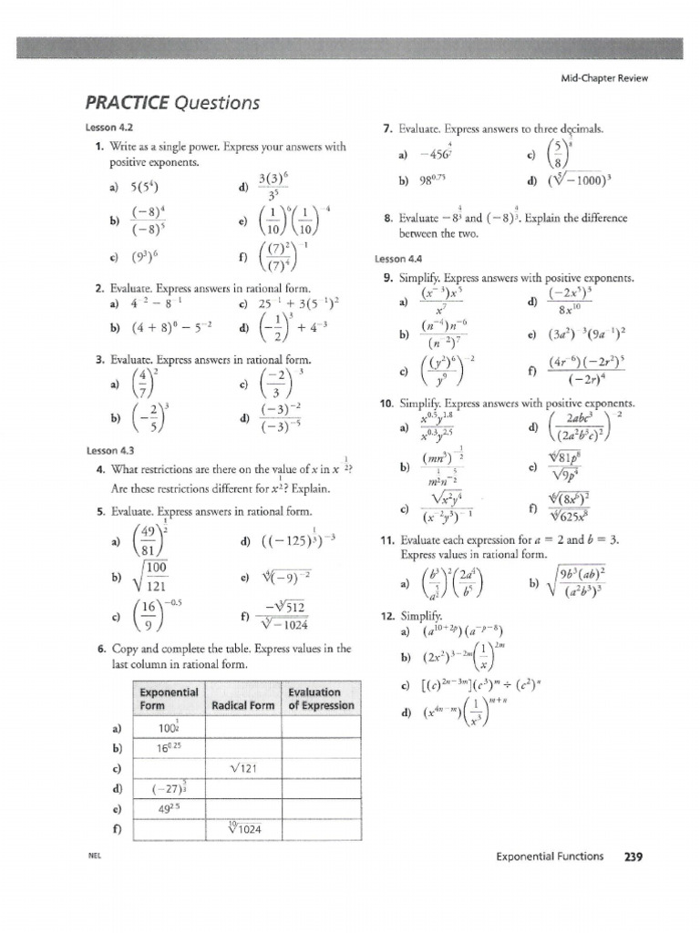 G11 Chapter 4 Mid Review Questions | PDF