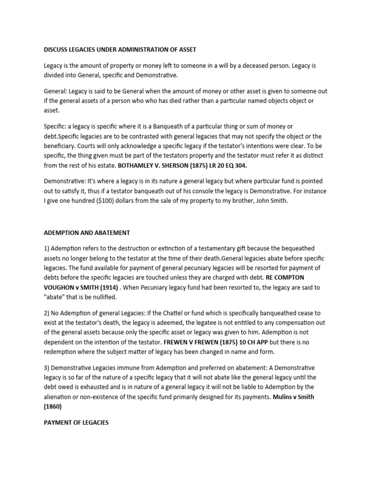 LEGACY UNDER AD-WPS Office | PDF | Will And Testament | Private Law