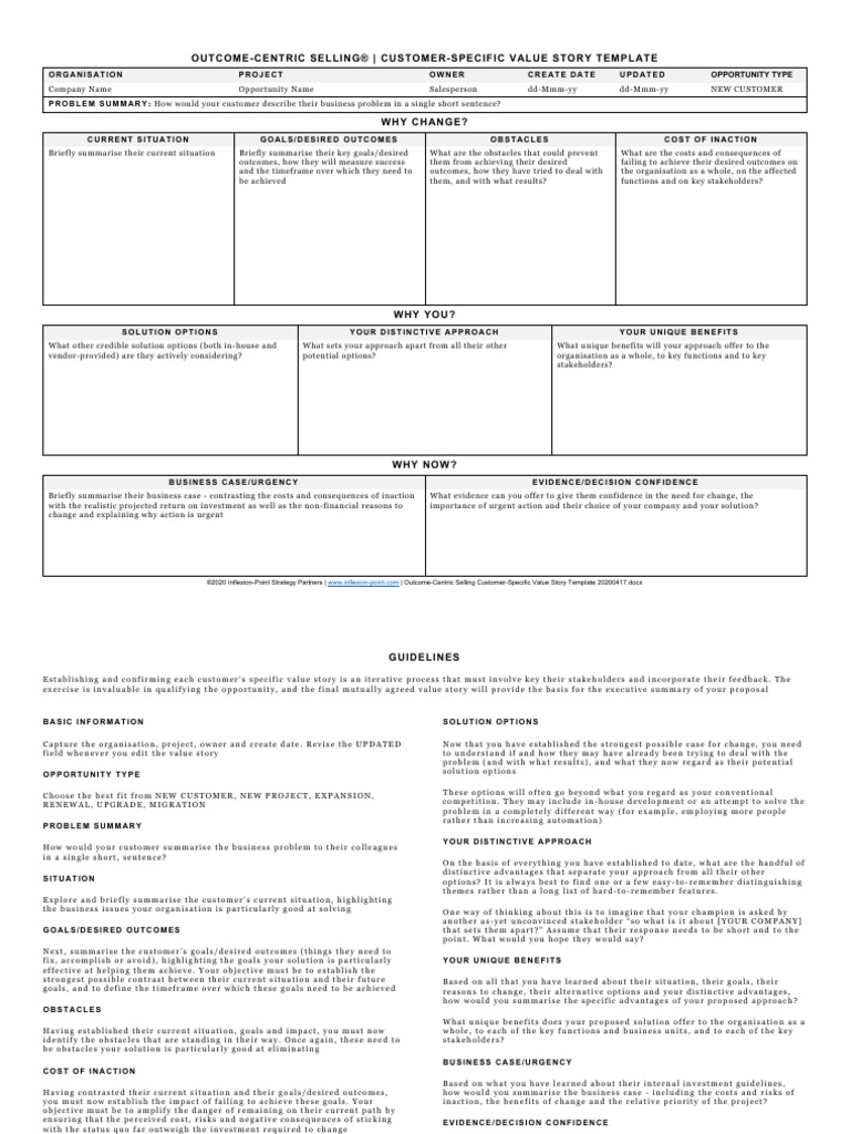 Customer Value Story | PDF | Risk | Goal