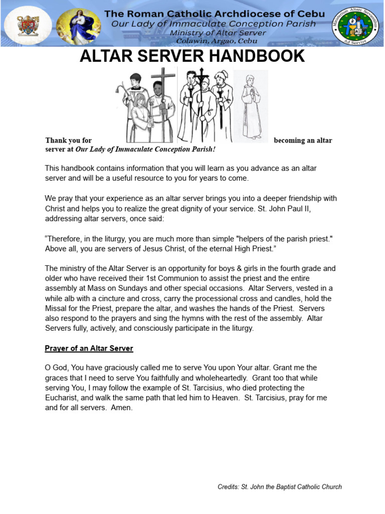 Updated Altar Server Handbook and Guidelines | PDF | Altar | Eucharist