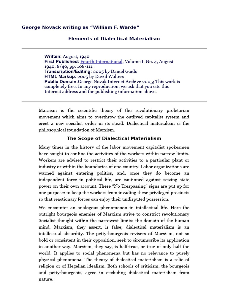 Understanding Dialectical Materialism | PDF | Idealism | Mind