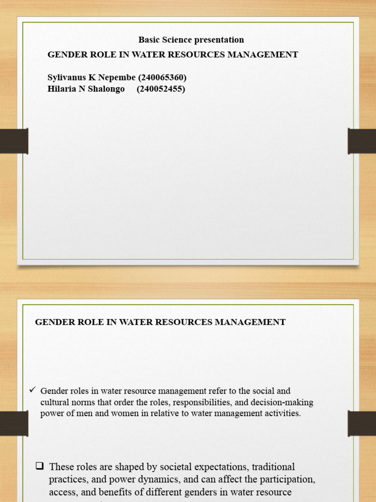 Basic Science Presentation - Gender Role in Water Resources | PDF ...