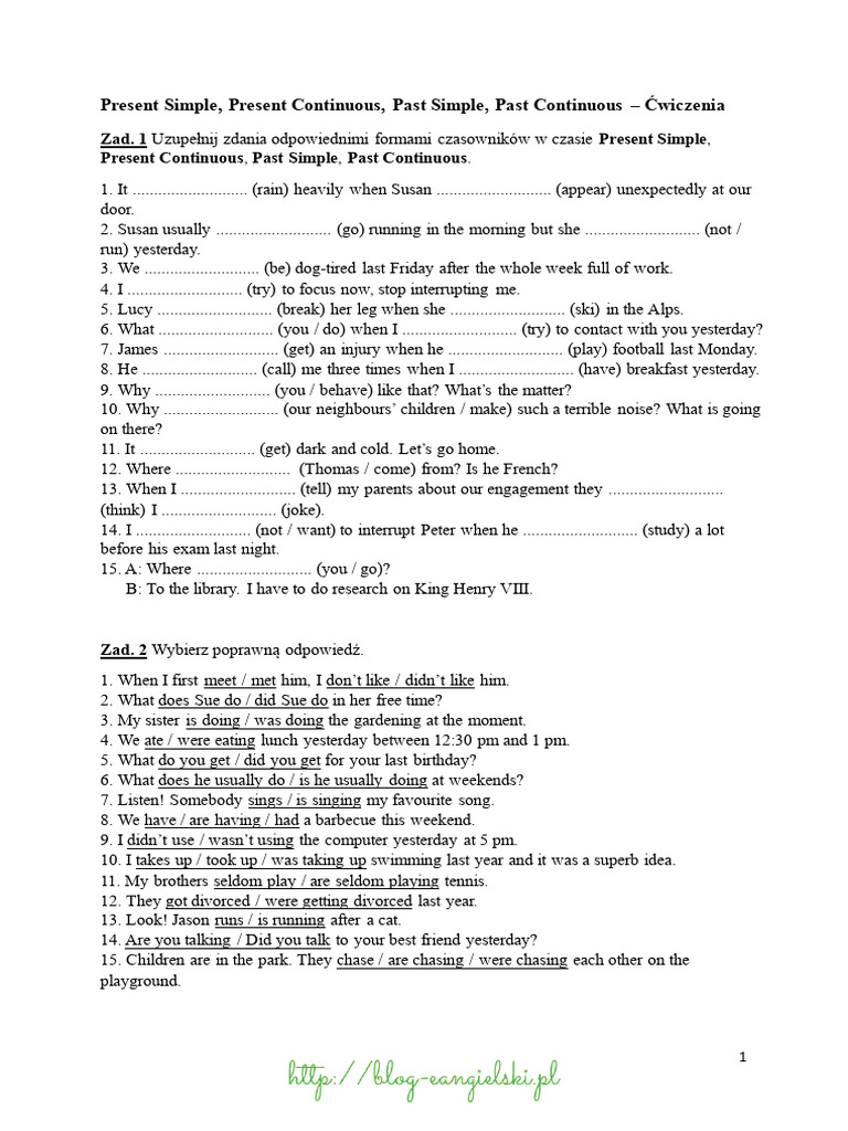 English Tenses Exercises | PDF