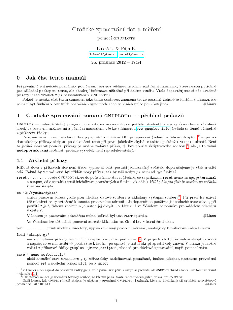 Gnuplot Zaklady | PDF