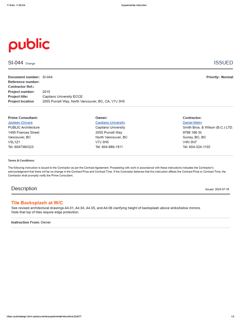 SI-044 Tile Backsplash at WC | PDF