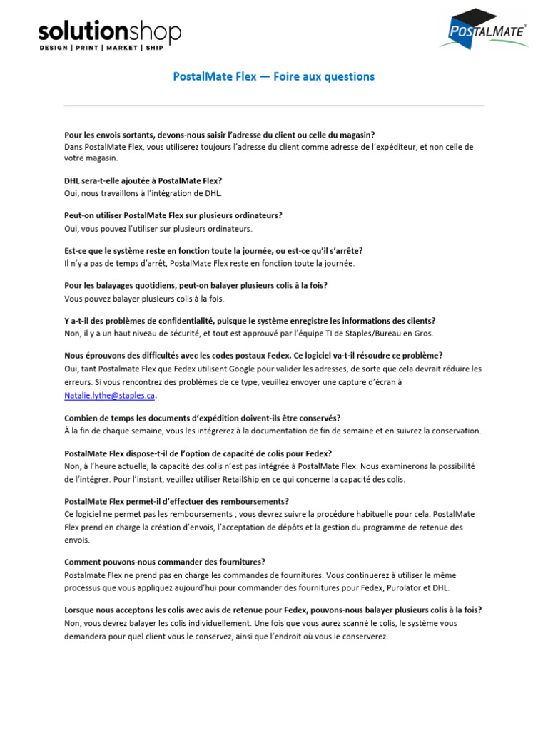 PostalMate Flex - FAQ | PDF | Informatique | Informatique